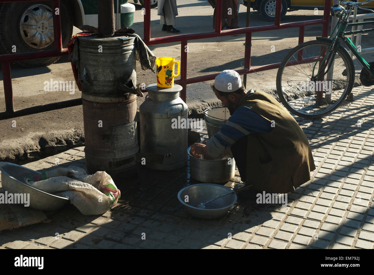 Man Washing Dishes In Charikar, Parwan Province, Afghanistan Stock ...