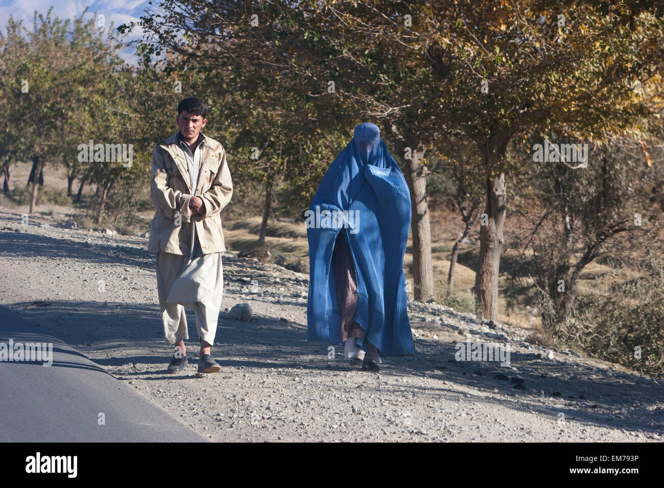 Man And Woman Wearing A Burqa In Charikar, Parwan Province, Afghanistan ...