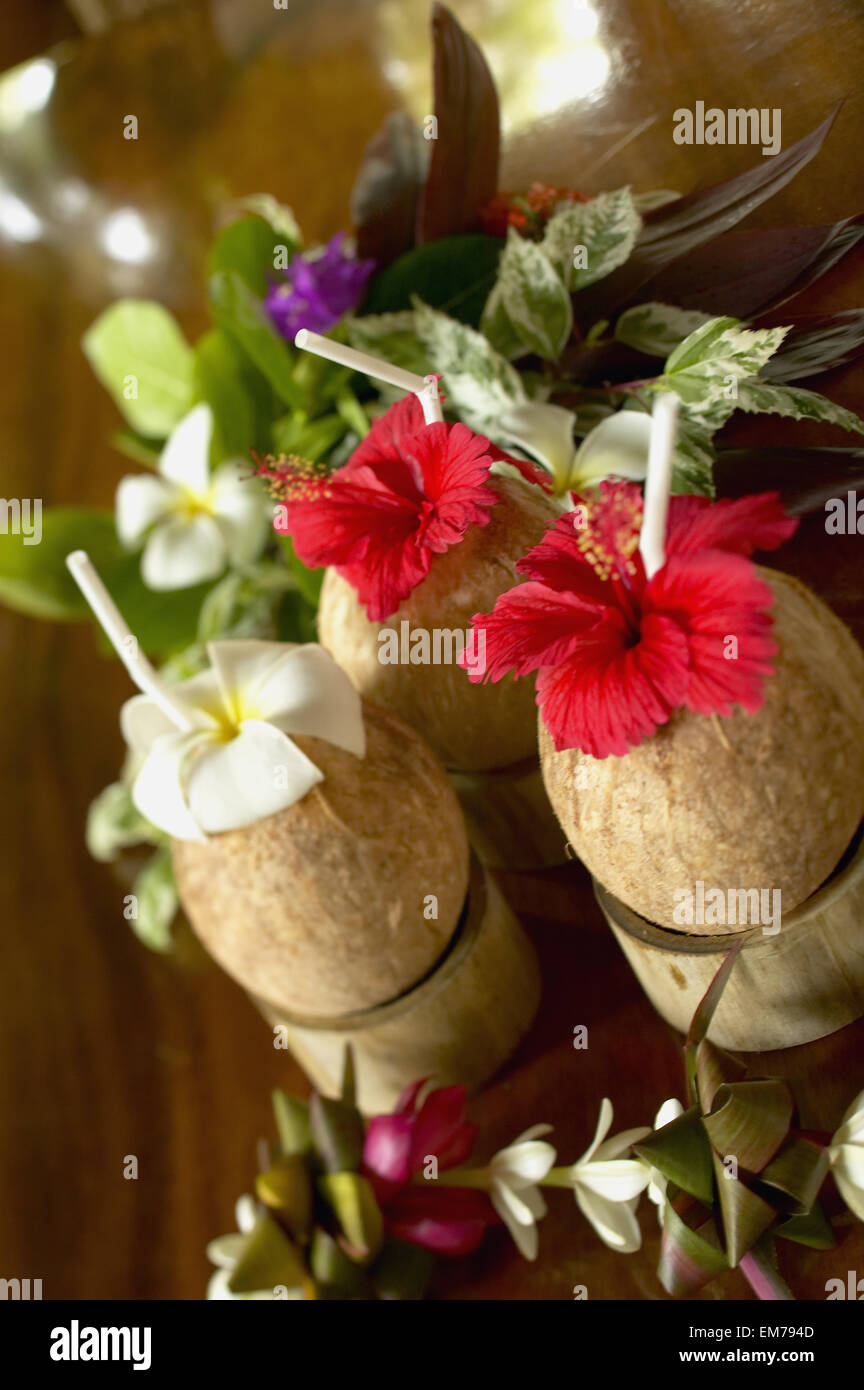 French Polynesia, Bora Bora, Close-Up Of A Refreshing Tropical ...