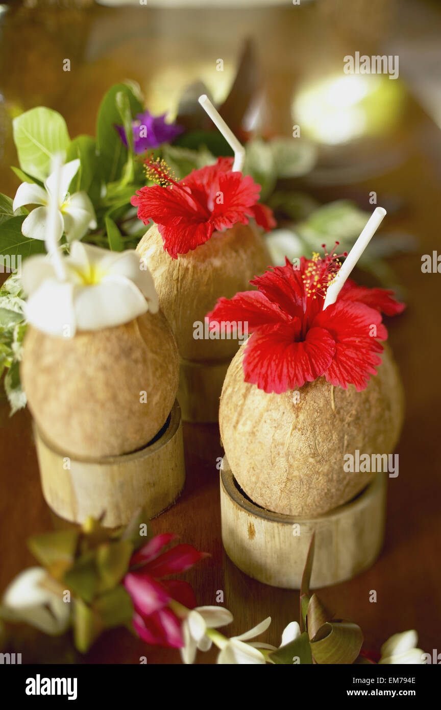 French Polynesia, Bora Bora, Close-Up Of A Refreshing Tropical ...