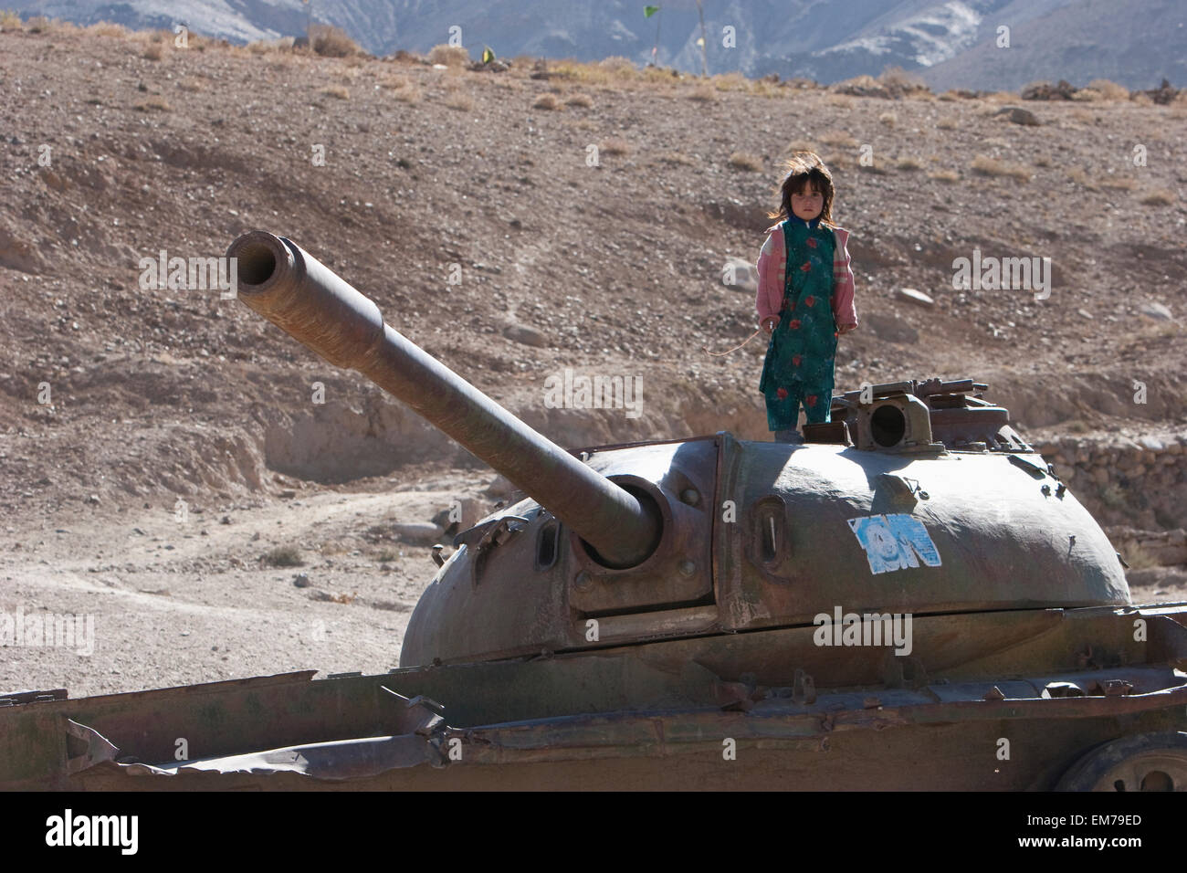 Girls Playing On An Abandoned Soviet Tank In The Siagerd Valley, Parwan ...