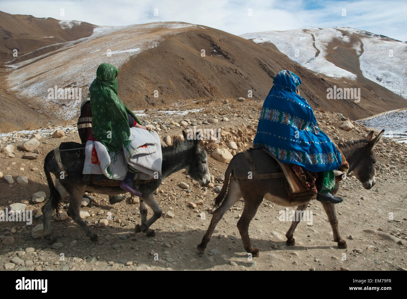 Hazara Women On Donkeys At The Hajigak Pass, Vardak Province ...