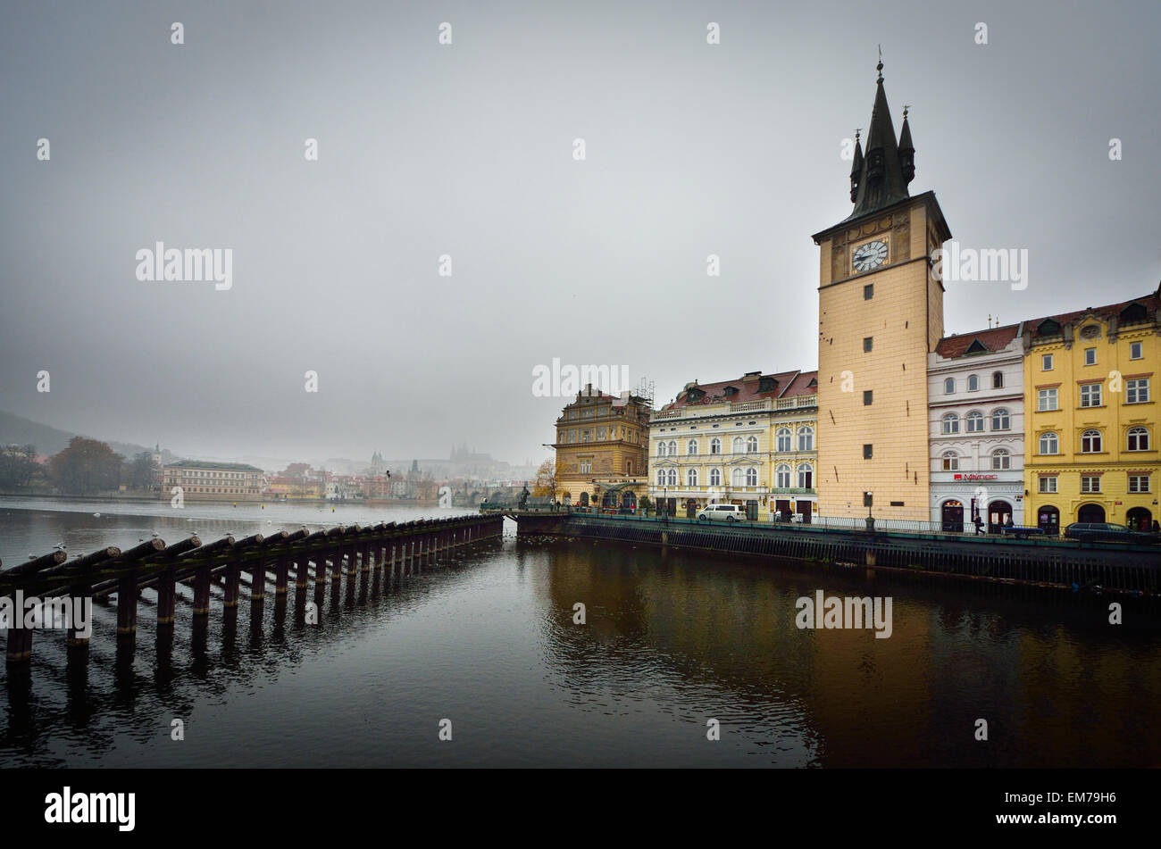 A drab morning in Prague looking towards Charles Bridge Stock Photo - Alamy