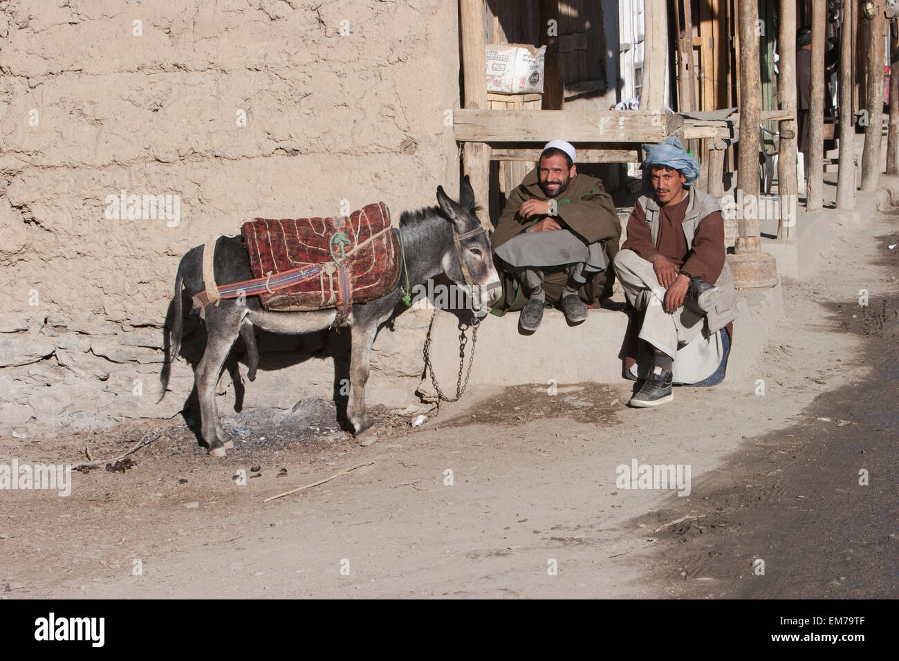 Afghan Men And Donkey In Kharwalang, Vardak Province, Afghanistan Stock ...