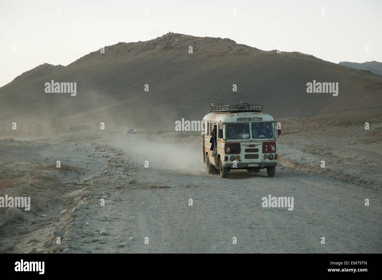 Bus Approaching Maidan Shar, Vardak Province, Afghanistan Stock Photo ...