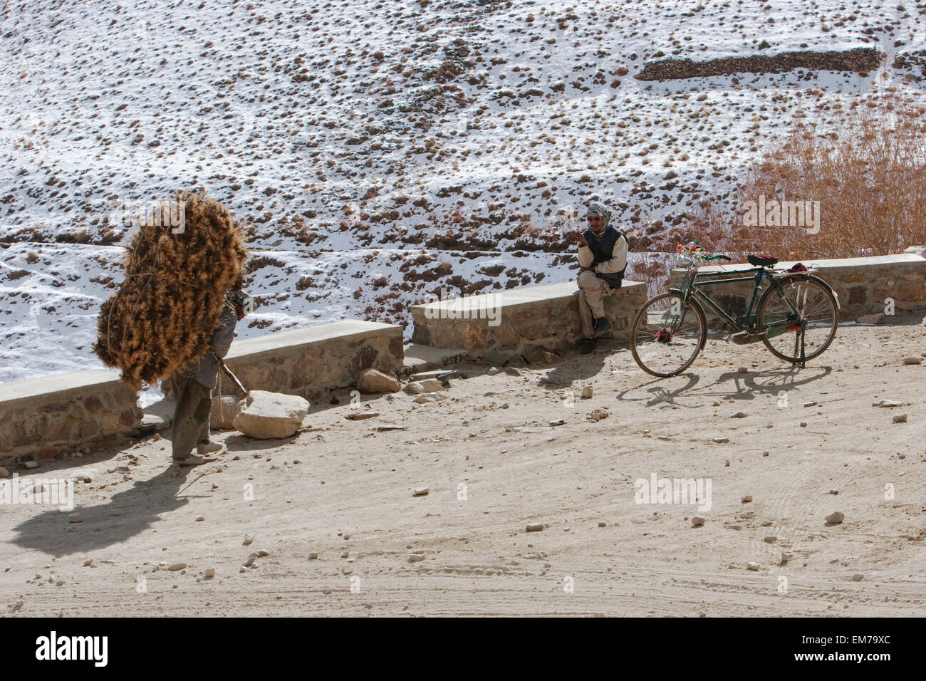 Man Carrying Brushwood And Man With Bicycle Near Zarkharid, Vardak ...