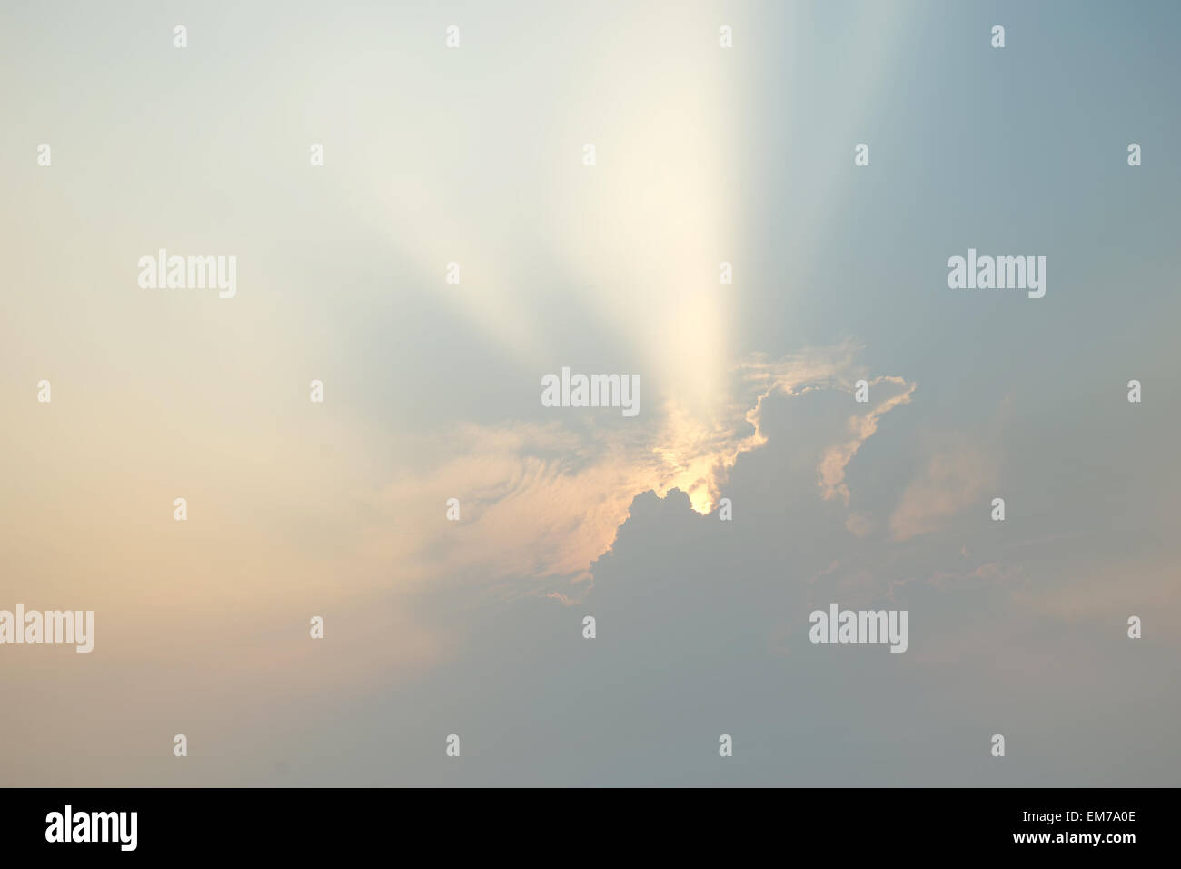 beautiful sunbeam on blue sky Stock Photo - Alamy