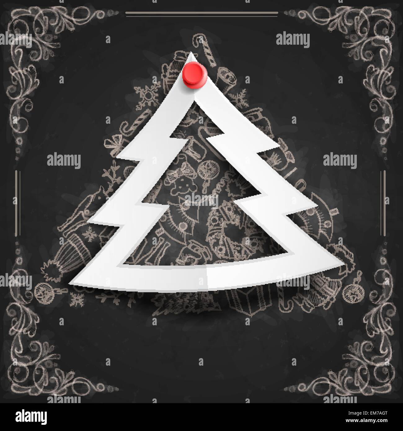 Merry Christmas Stylish Tree Stock Vector Image & Art - Alamy
