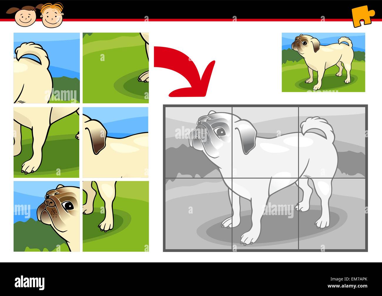 Vector illustration dog puzzle hi-res stock photography and images - Alamy