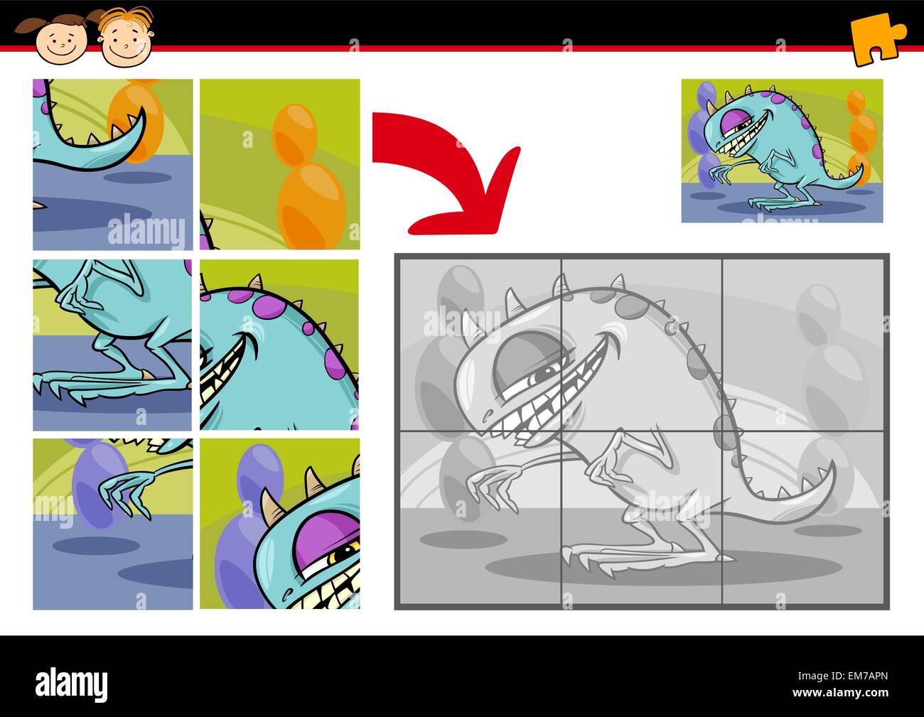 cartoon monster jigsaw puzzle game Stock Vector Image & Art - Alamy