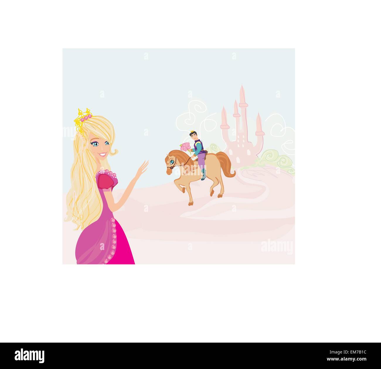 Prince riding a horse to the princess Stock Vector Image & Art - Alamy
