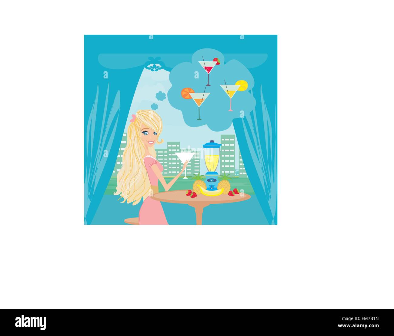 Juice drink girl Stock Vector Images - Alamy