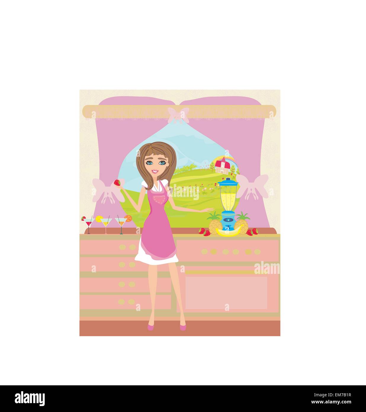 Juice drink girl Stock Vector Images - Alamy