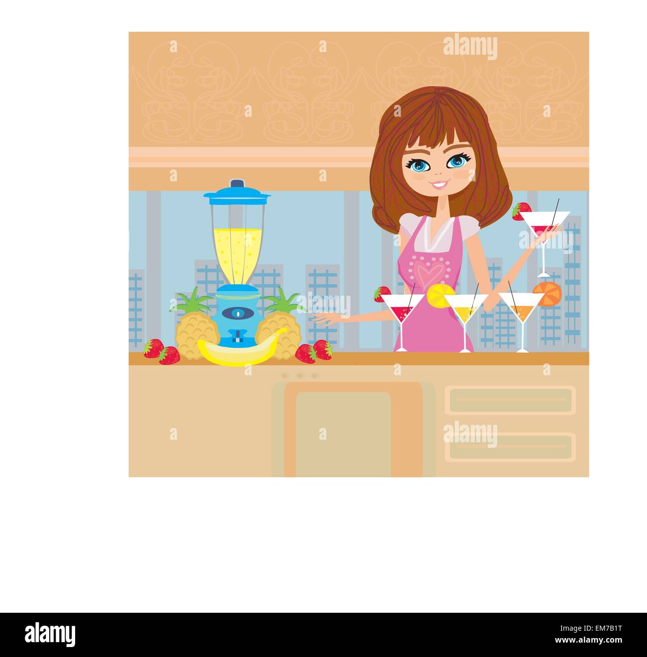 Girl drink juice isolated Cut Out Stock Images & Pictures - Alamy