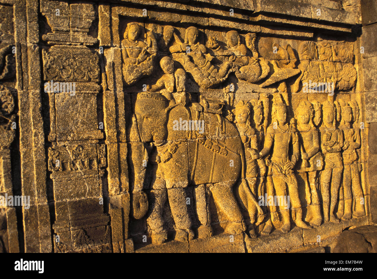 Indonesia, Java, Borobudur, Buddhist Temple Relic, Stone Relief Work ...