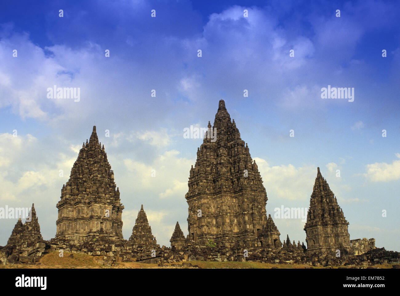 Indonesia, Java, Prambanan, Hindu Temple Distant View Of Stone ...