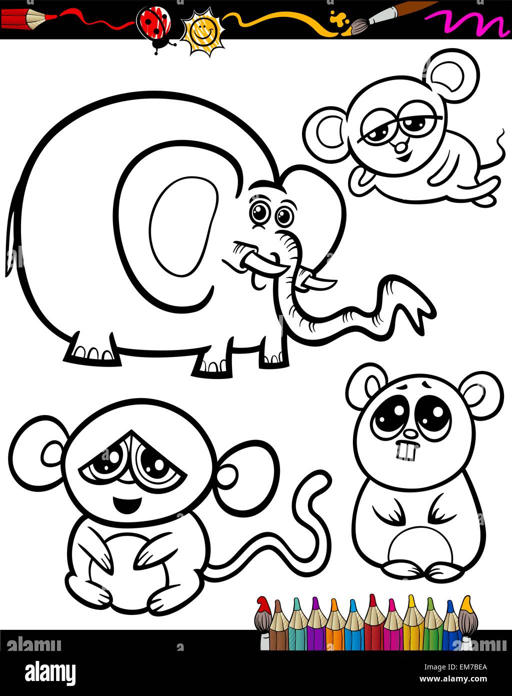 Cartoon Animals for Coloring Book Stock Vector Image & Art - Alamy