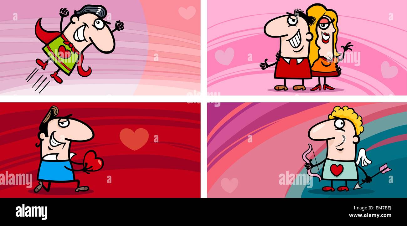valentine cartoon greeting cards set Stock Vector Image & Art - Alamy
