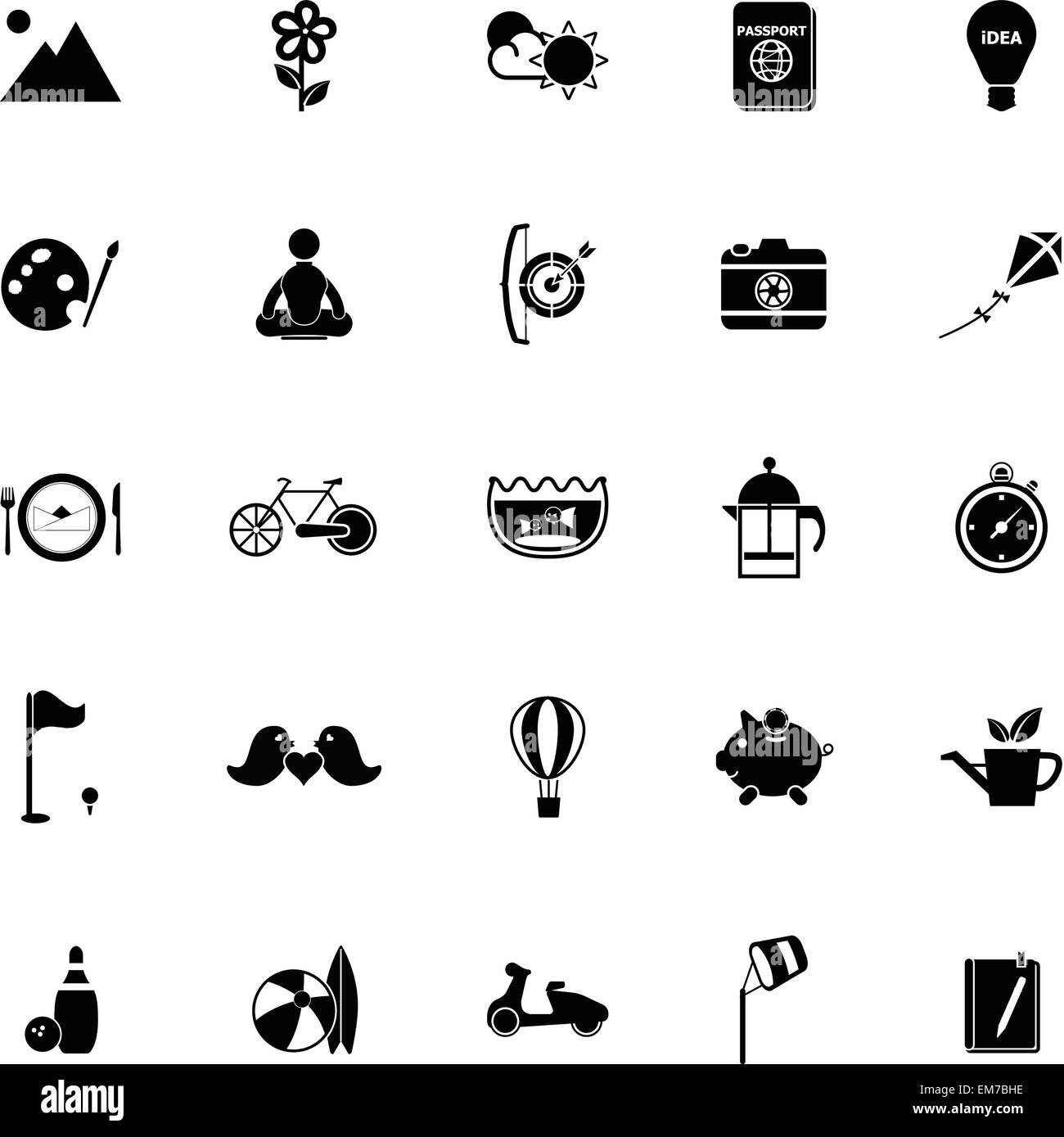 Slow life activity icons on white background, stock vector Stock Vector ...