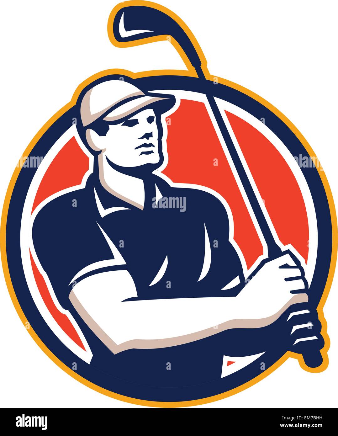 Golfer Tee Off Golf Circle Retro Stock Vector Image & Art - Alamy