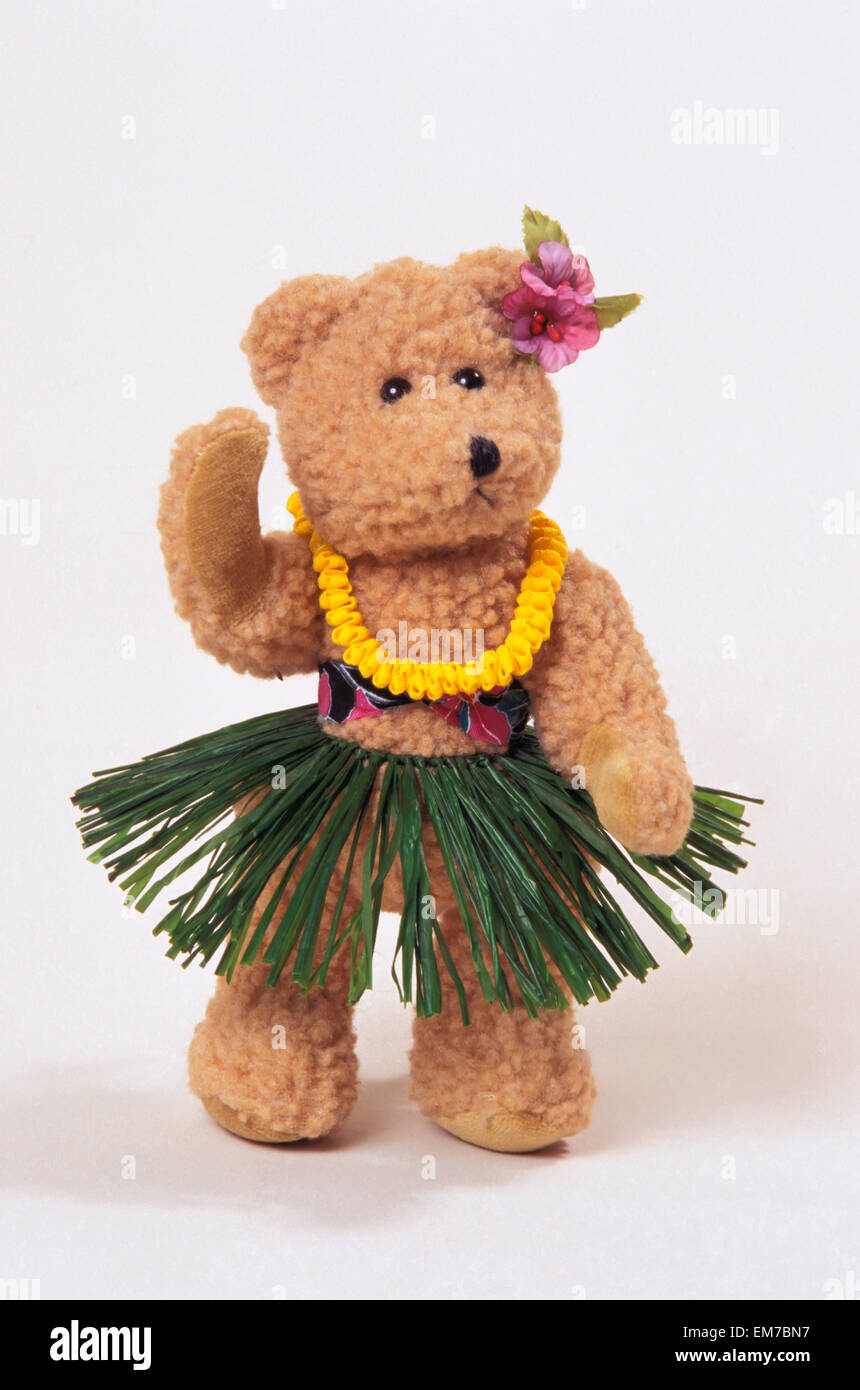 Hawaii, Studio Shot Of A Hula Bear Wearing A Lei, It Stands And Waves ...