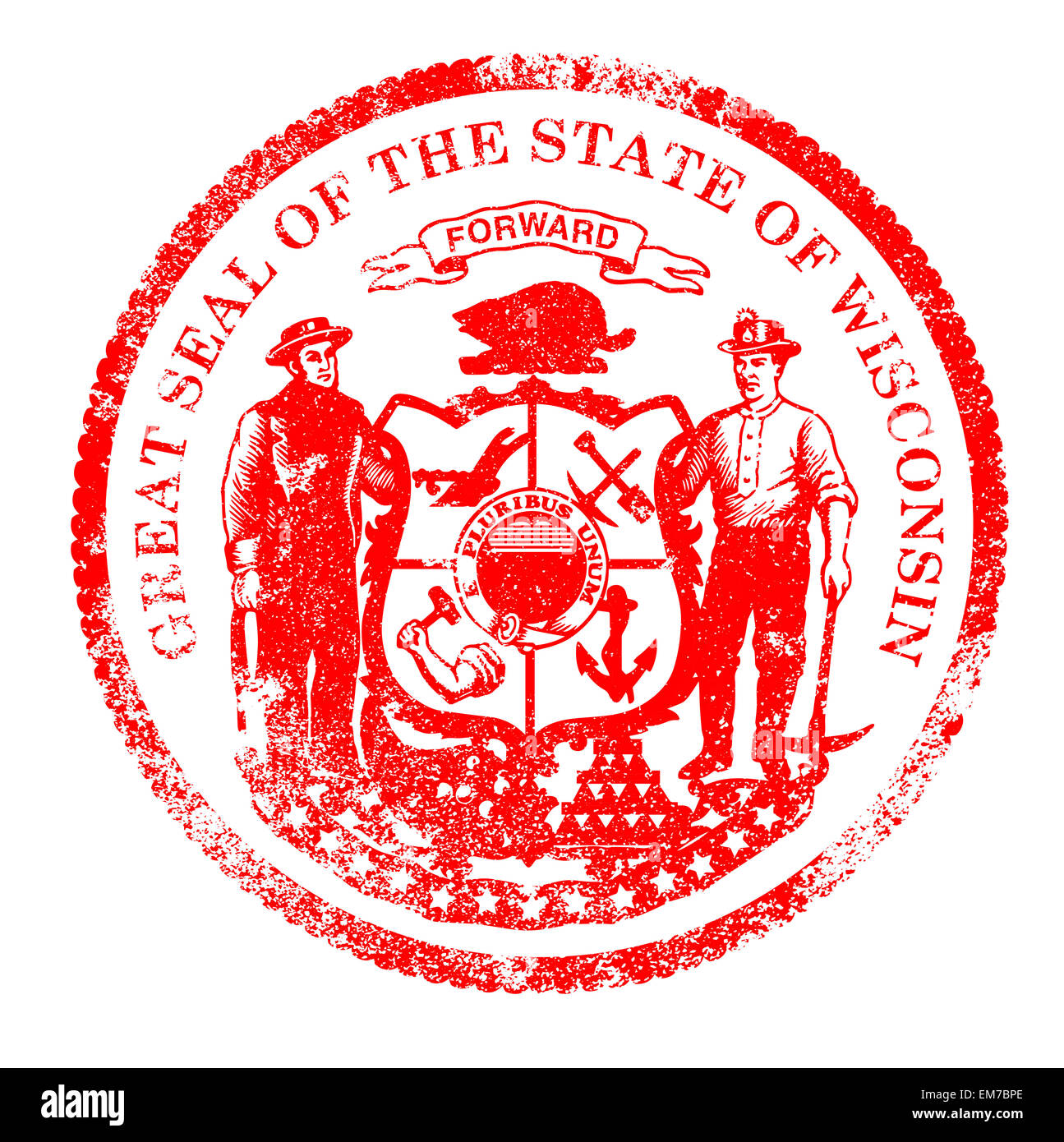 The State Seal of Wisconsin rubber stamp on a white background Stock ...