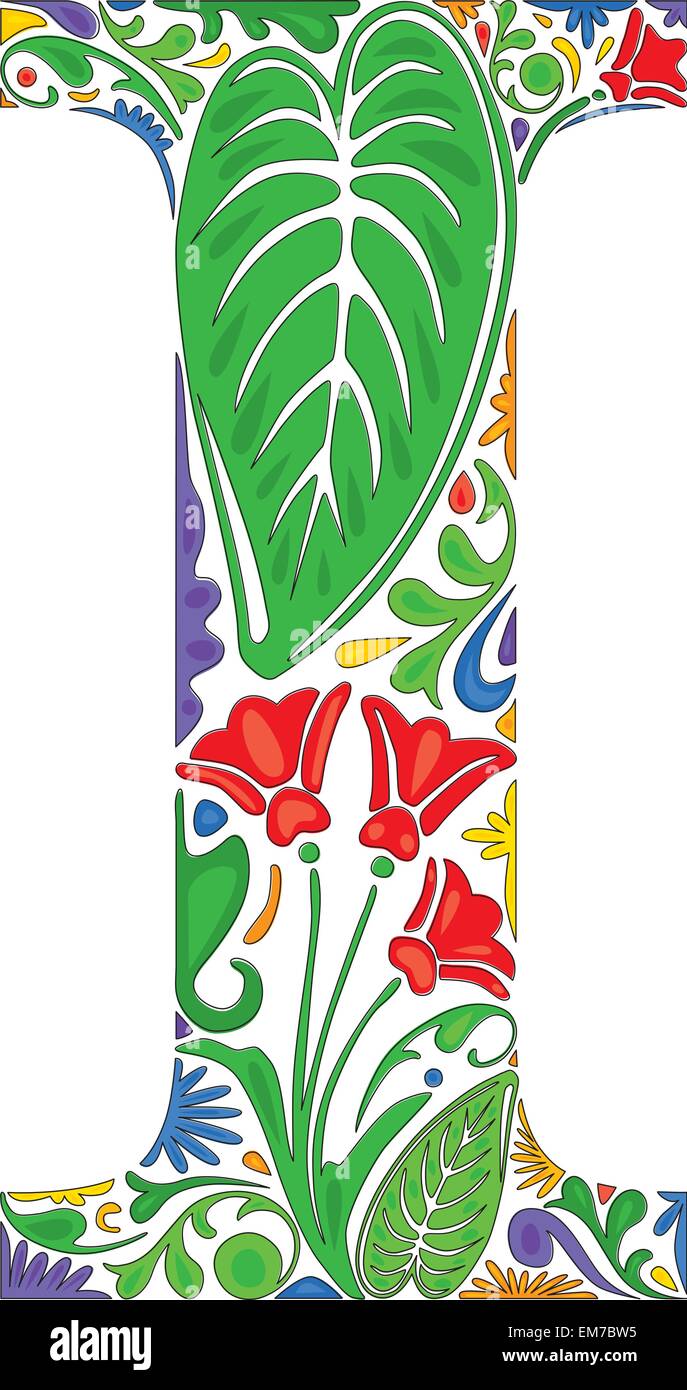 Floral font letter i Stock Vector Images - Alamy