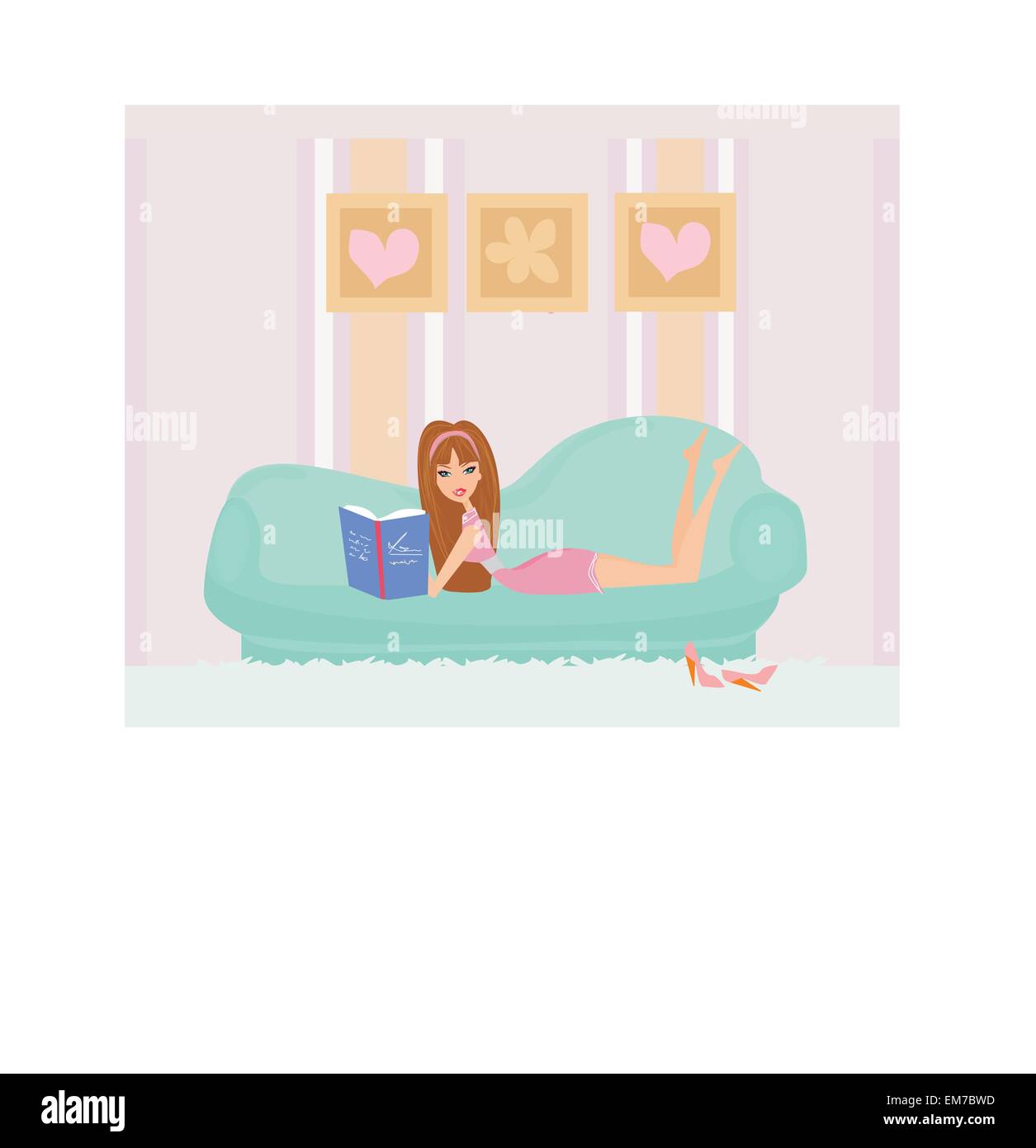 Teenager girl reading book Stock Vector Images - Alamy
