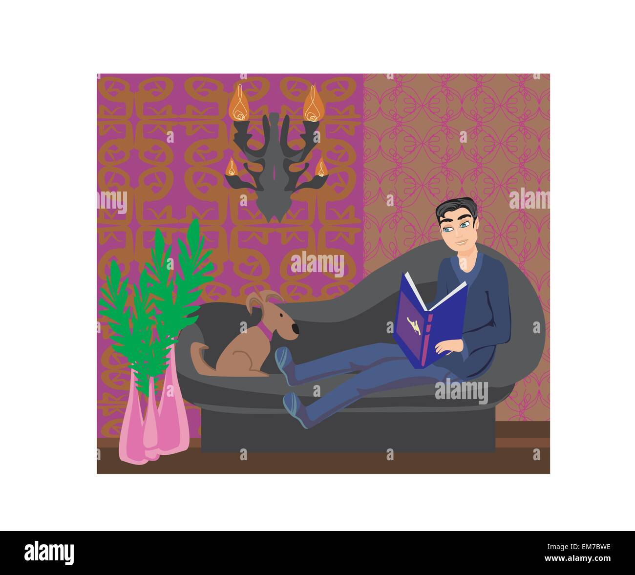 Dog living room Stock Vector Images - Alamy