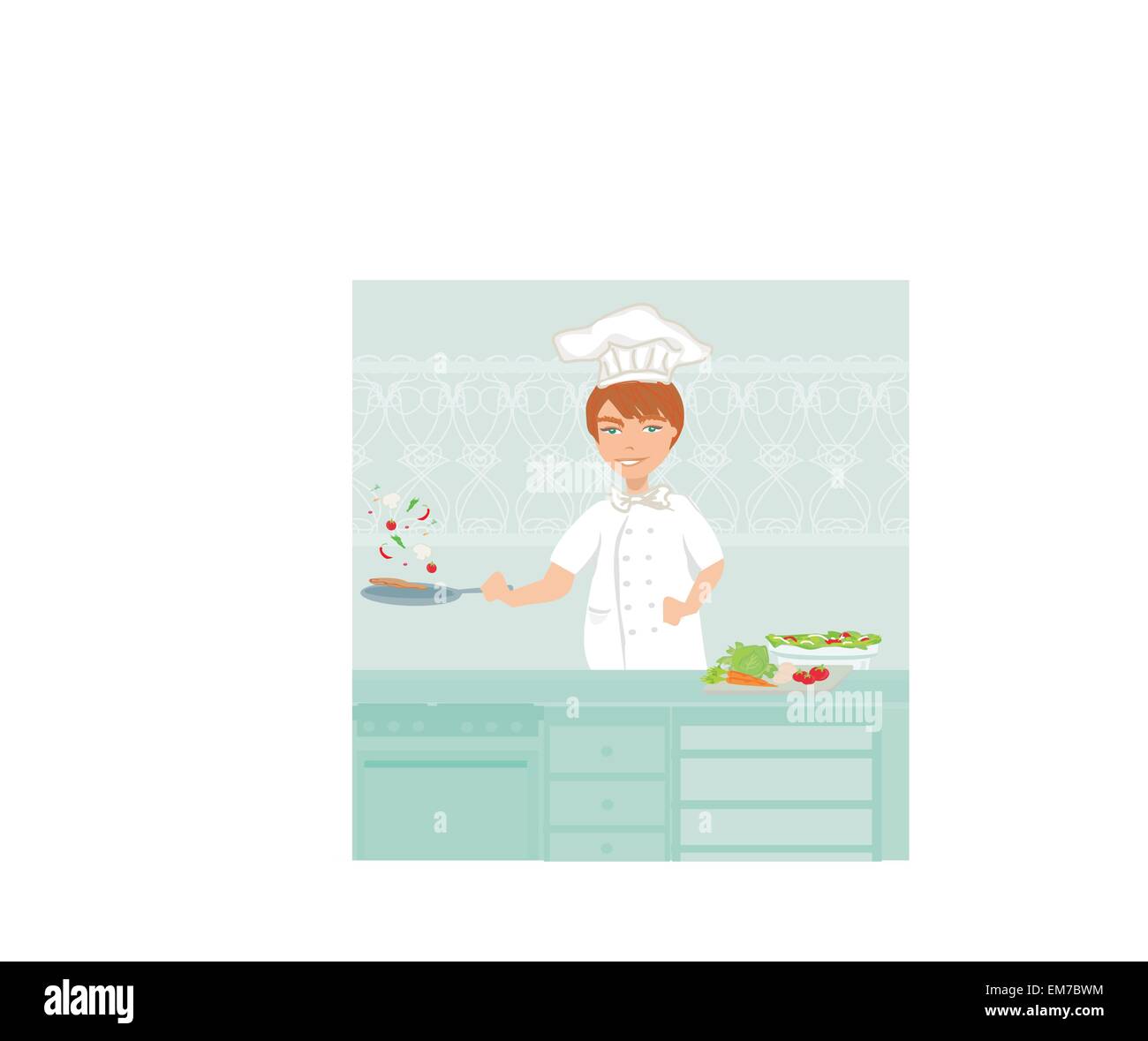 Cuisine man kitchen in Stock Vector Images - Alamy