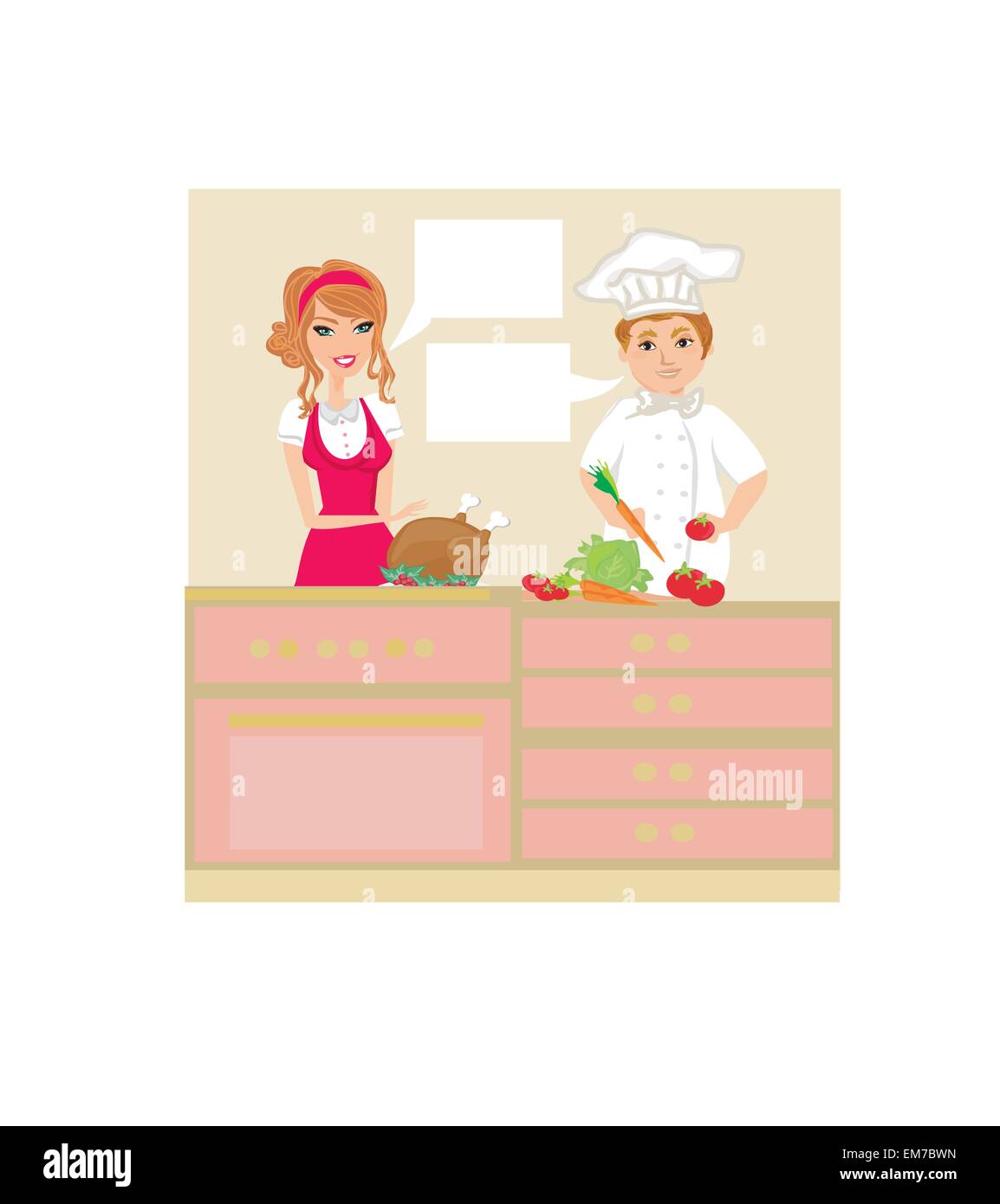 pair of chefs prepares delicious dishes Stock Vector Image & Art - Alamy