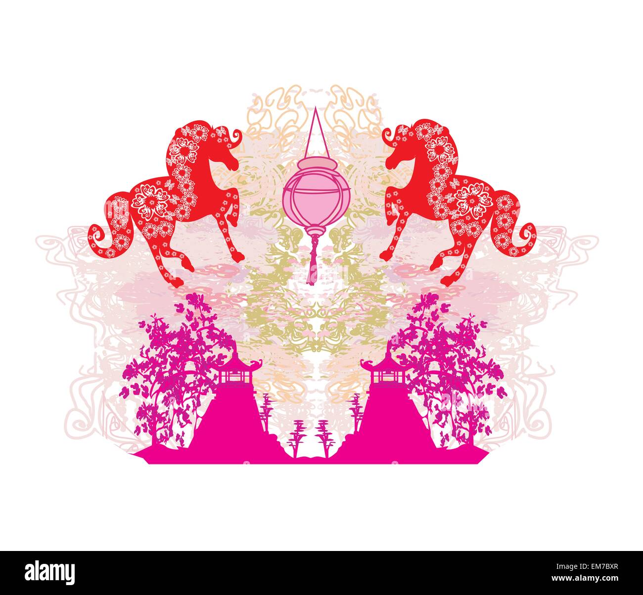 Red paper lanterns chinese new year Stock Vector Images - Alamy