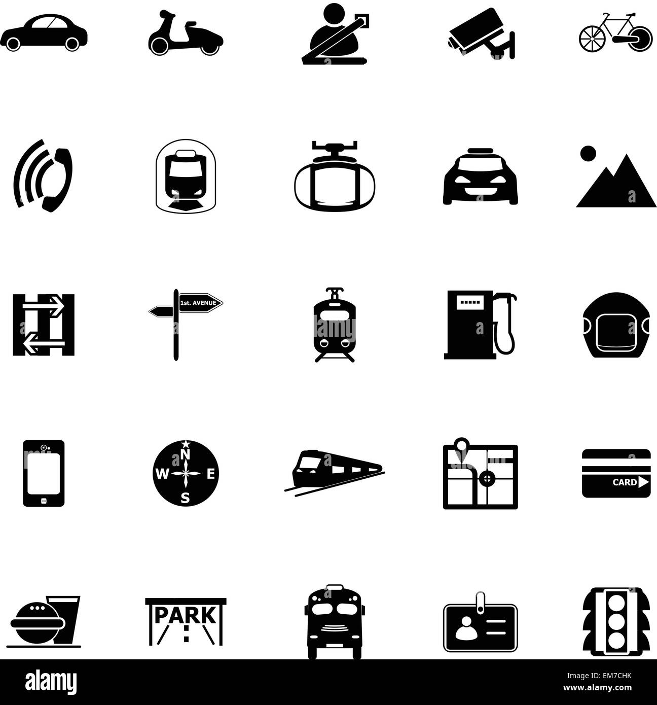 Land transport related icons on white background, stock vector Stock ...