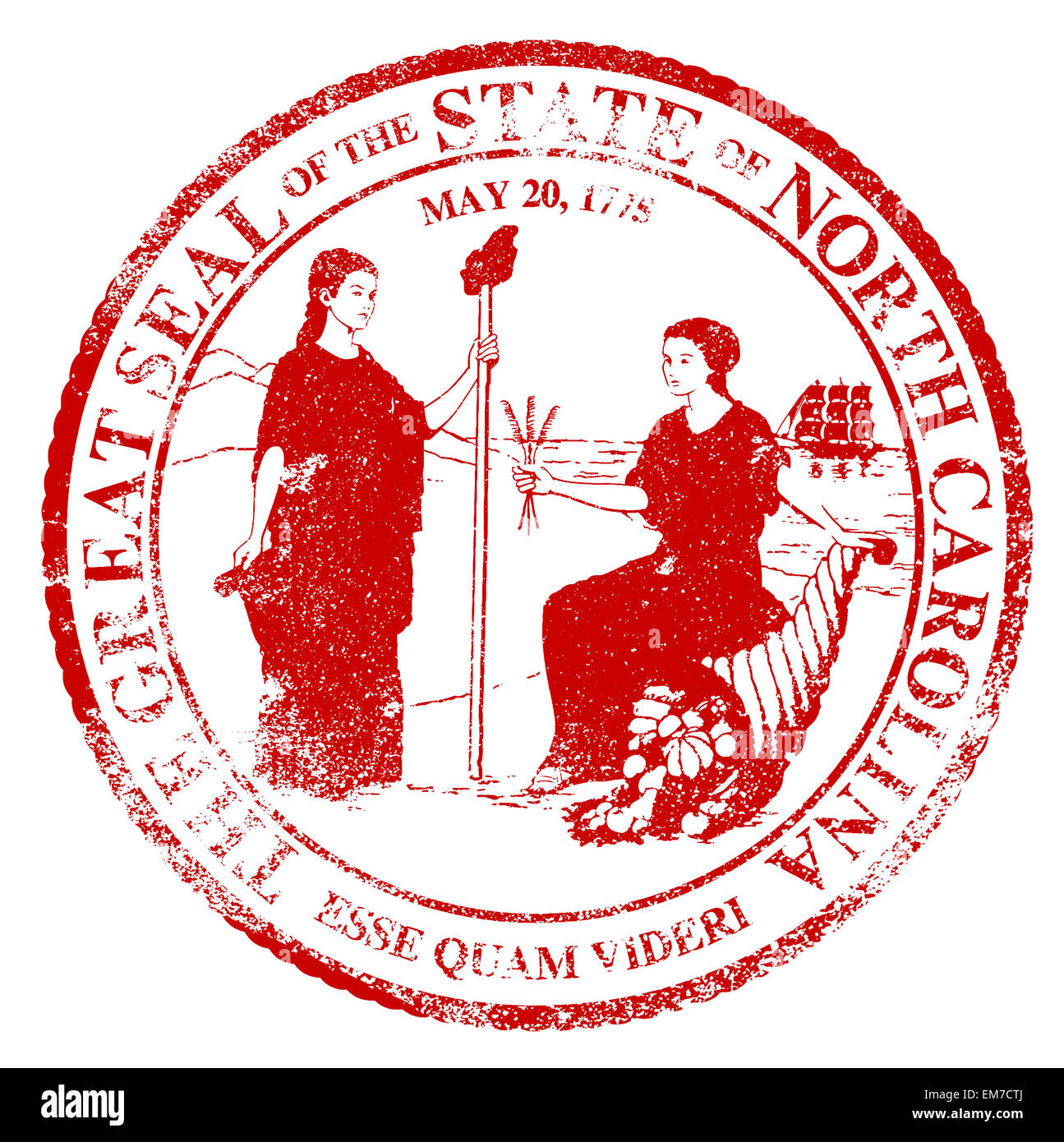 The State Seal of North Carolina rubber stamp on a white background ...