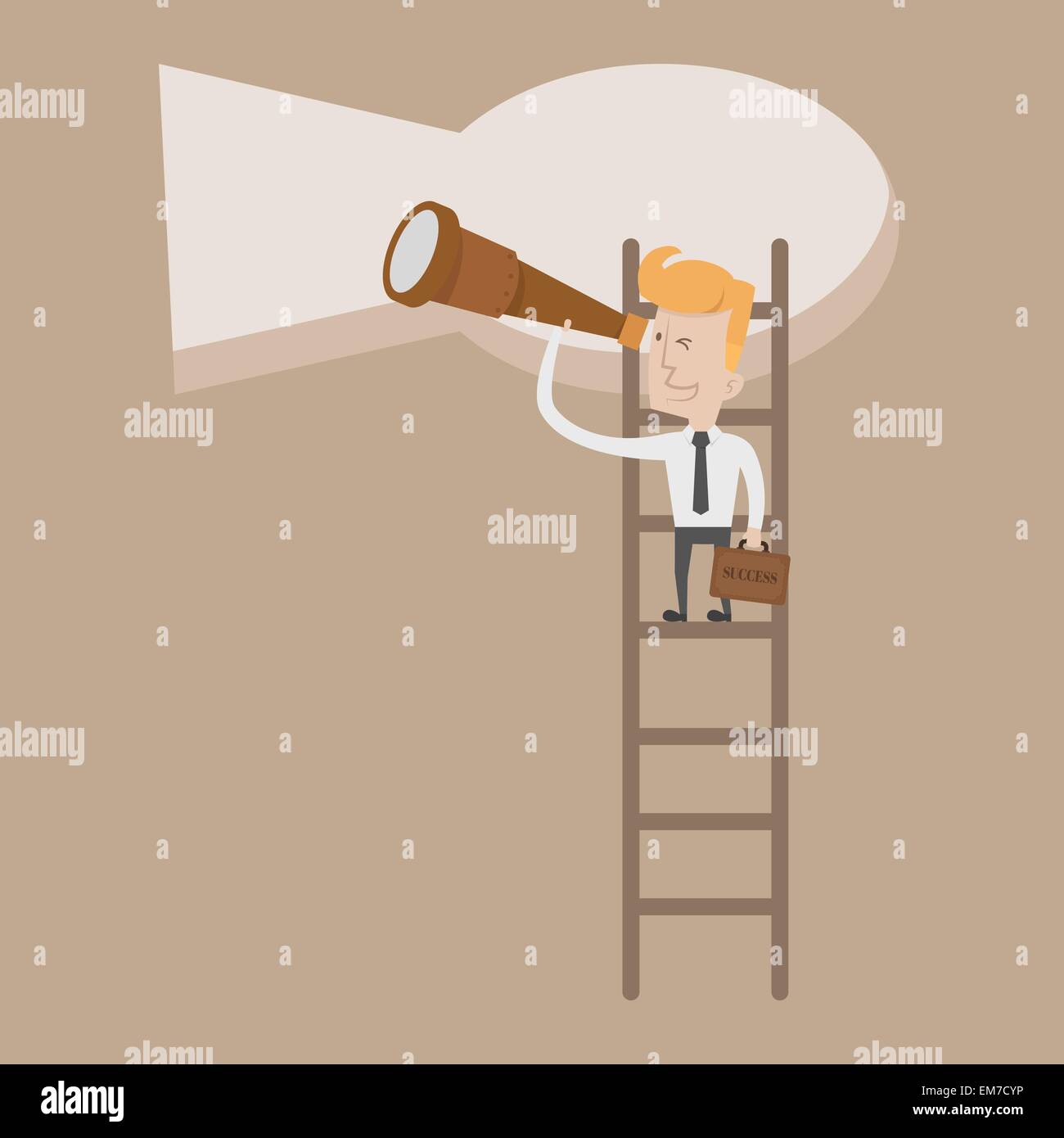 Businessman standing on ladder looking key way Stock Vector Image & Art ...