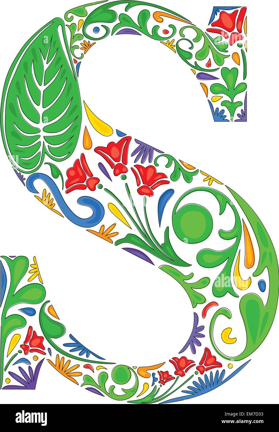 Floral font letter s hi-res stock photography and images - Alamy