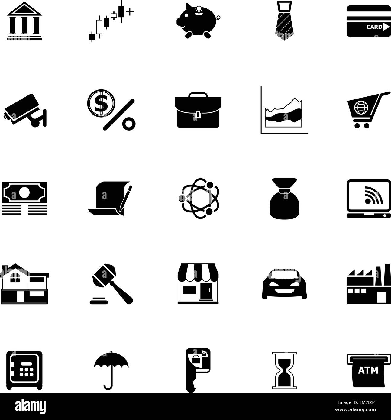 Banking and financial icons on white background, stock vector Stock ...