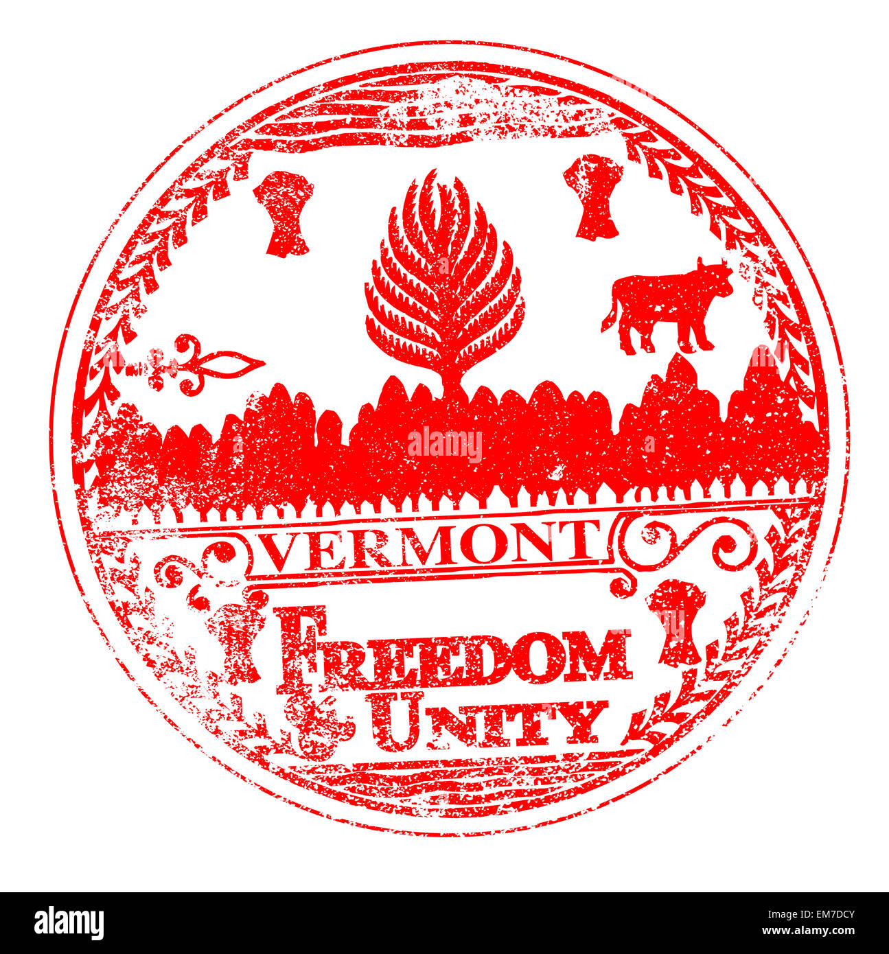 The State Seal of Vermont rubber stamp on a white background Stock ...