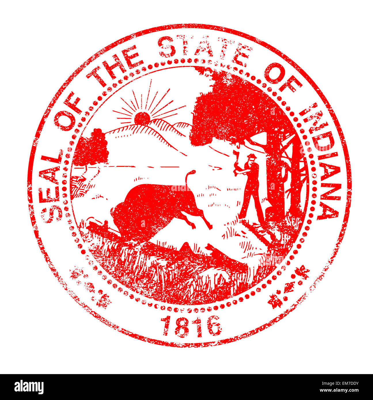 The State Seal of Indiana rubber stamp on a white background Stock ...