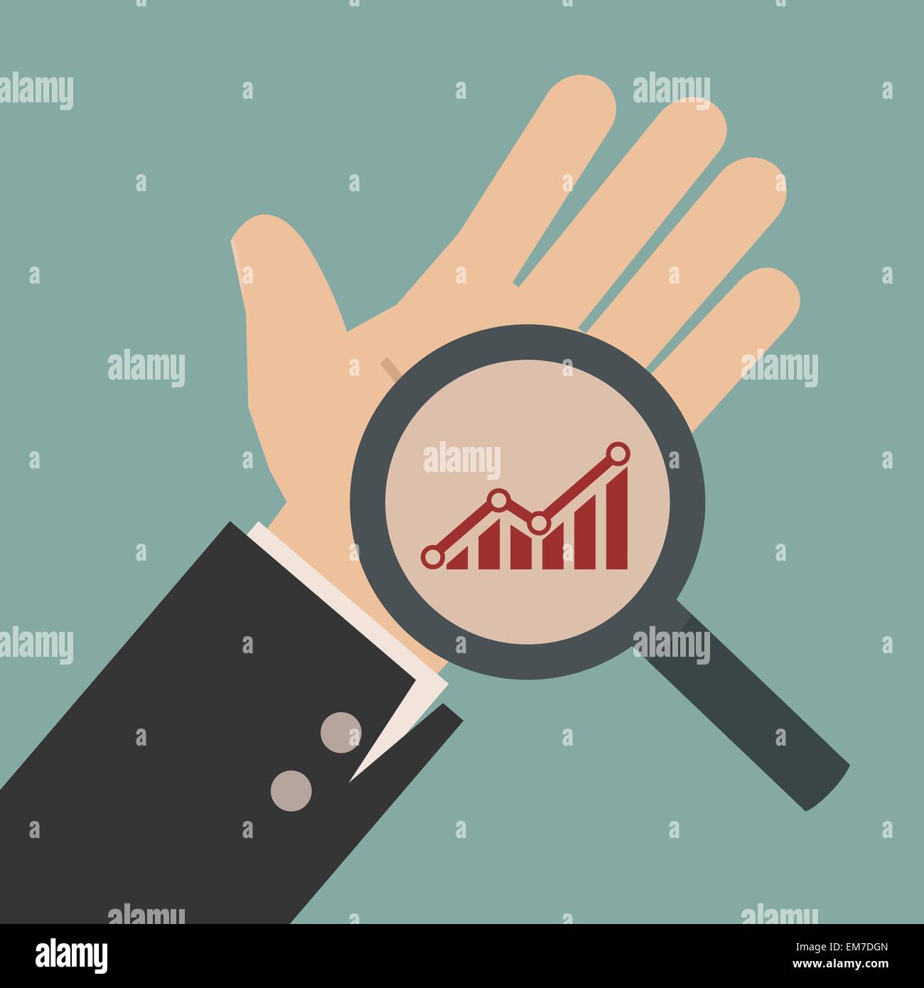 Magnifying glass on graph Stock Vector Image & Art - Alamy