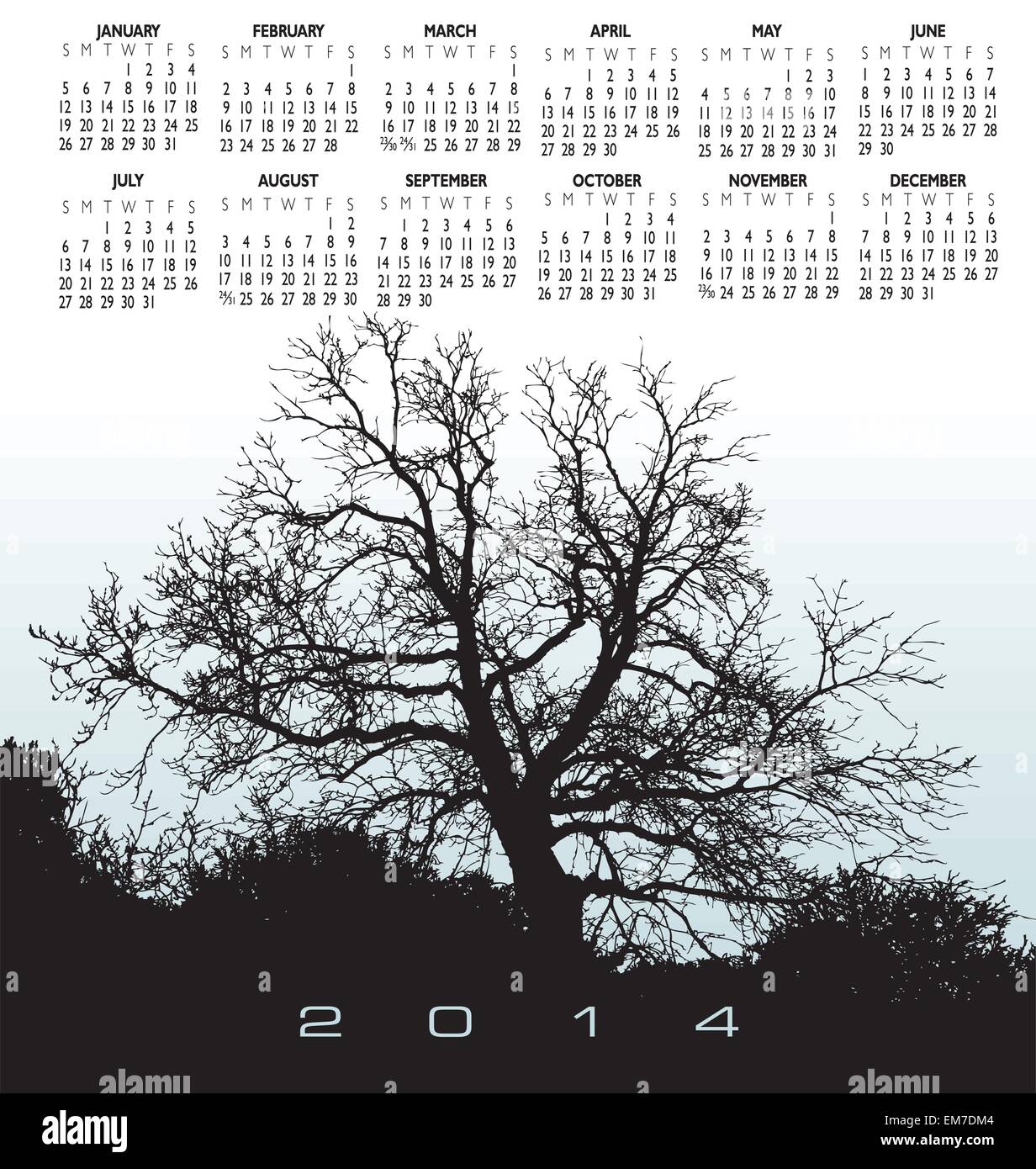 2014 calendars Stock Vector Images - Alamy