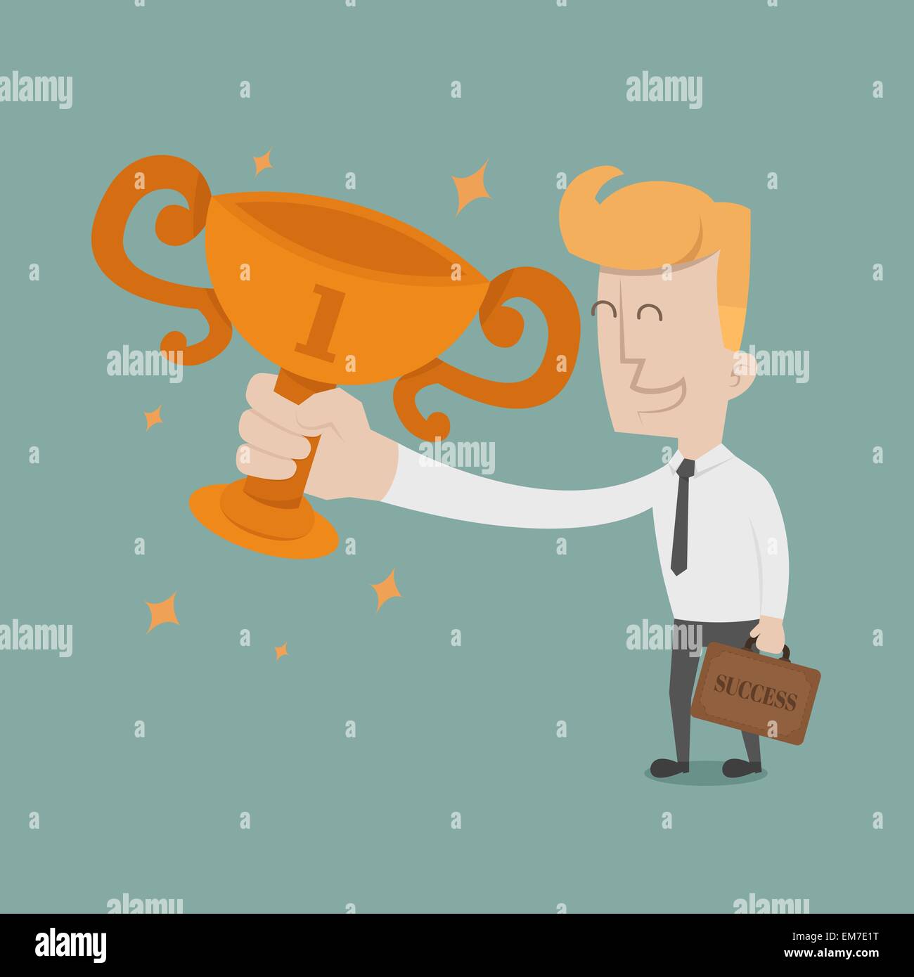 Businessman hold winner cup first hi-res stock photography and images ...