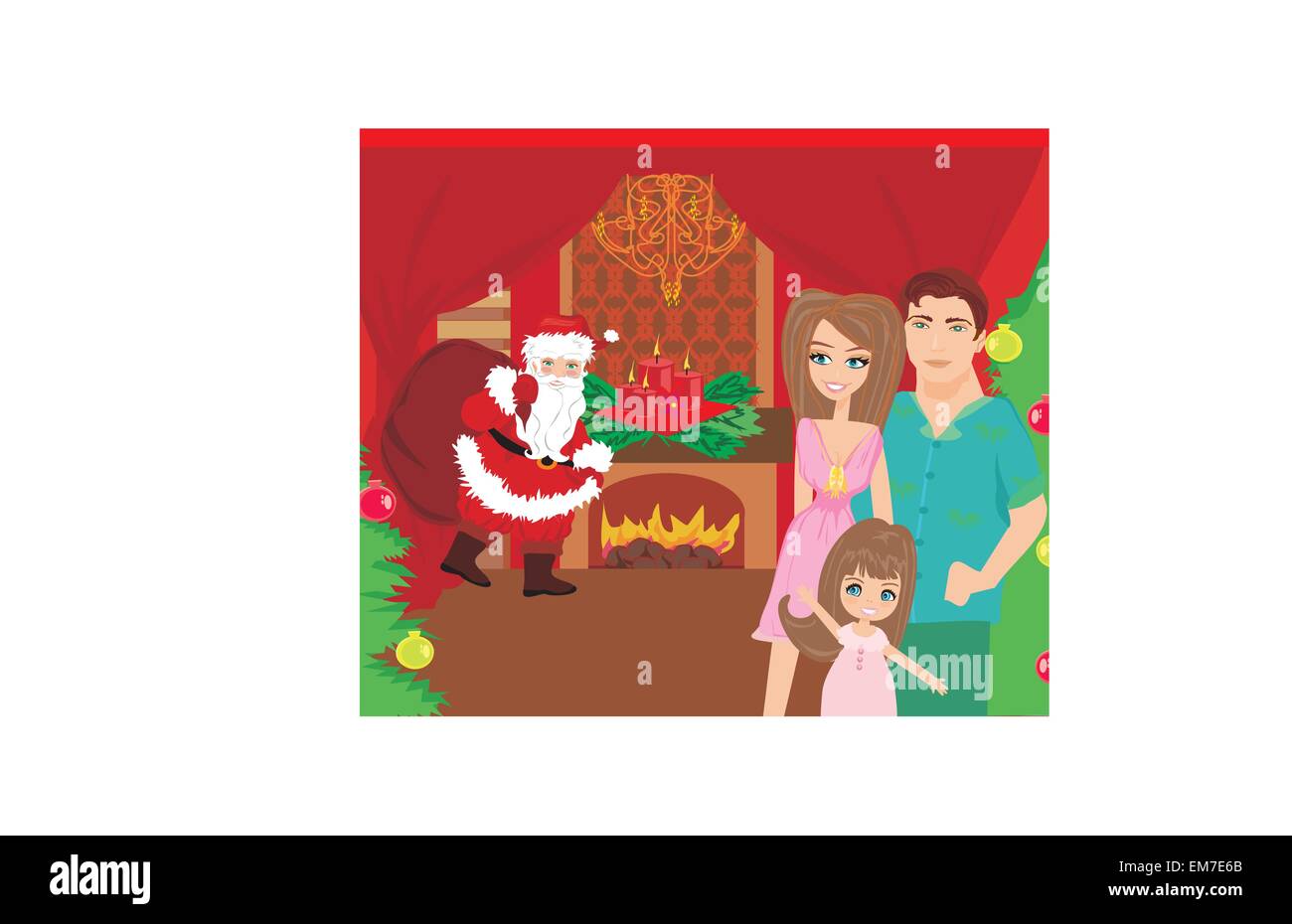 Family christmas celebration gift Stock Vector Images - Alamy