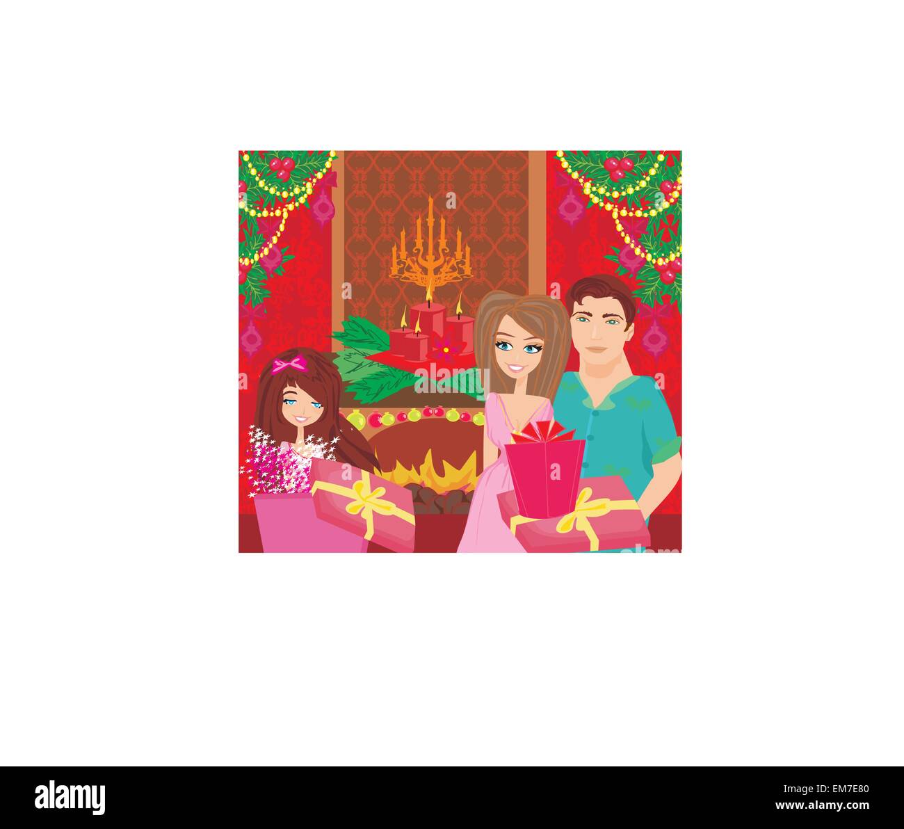 Happy couple winter home Cut Out Stock Images & Pictures - Alamy