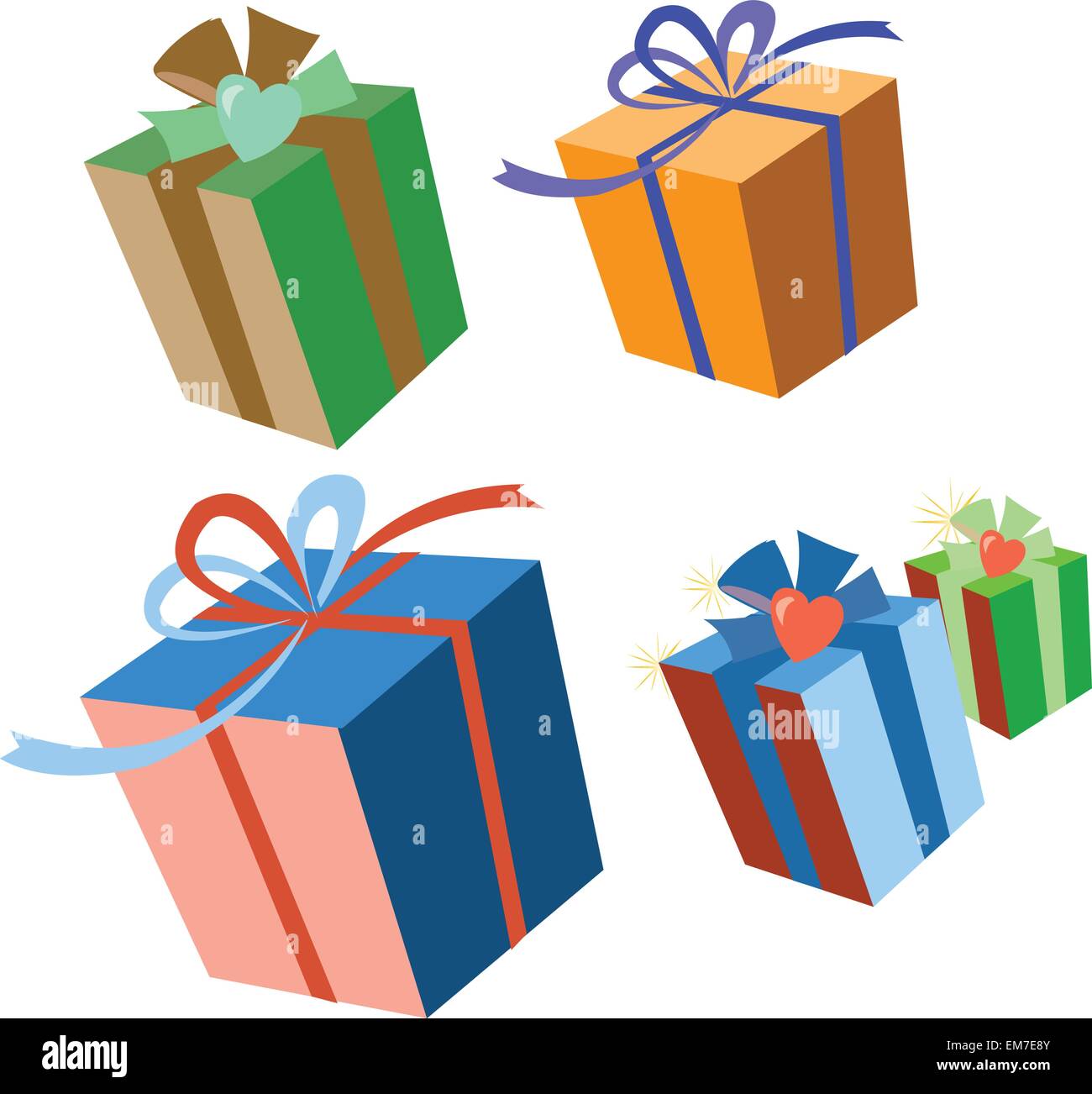Gift cardboard boxes ribbons Stock Vector Images - Alamy
