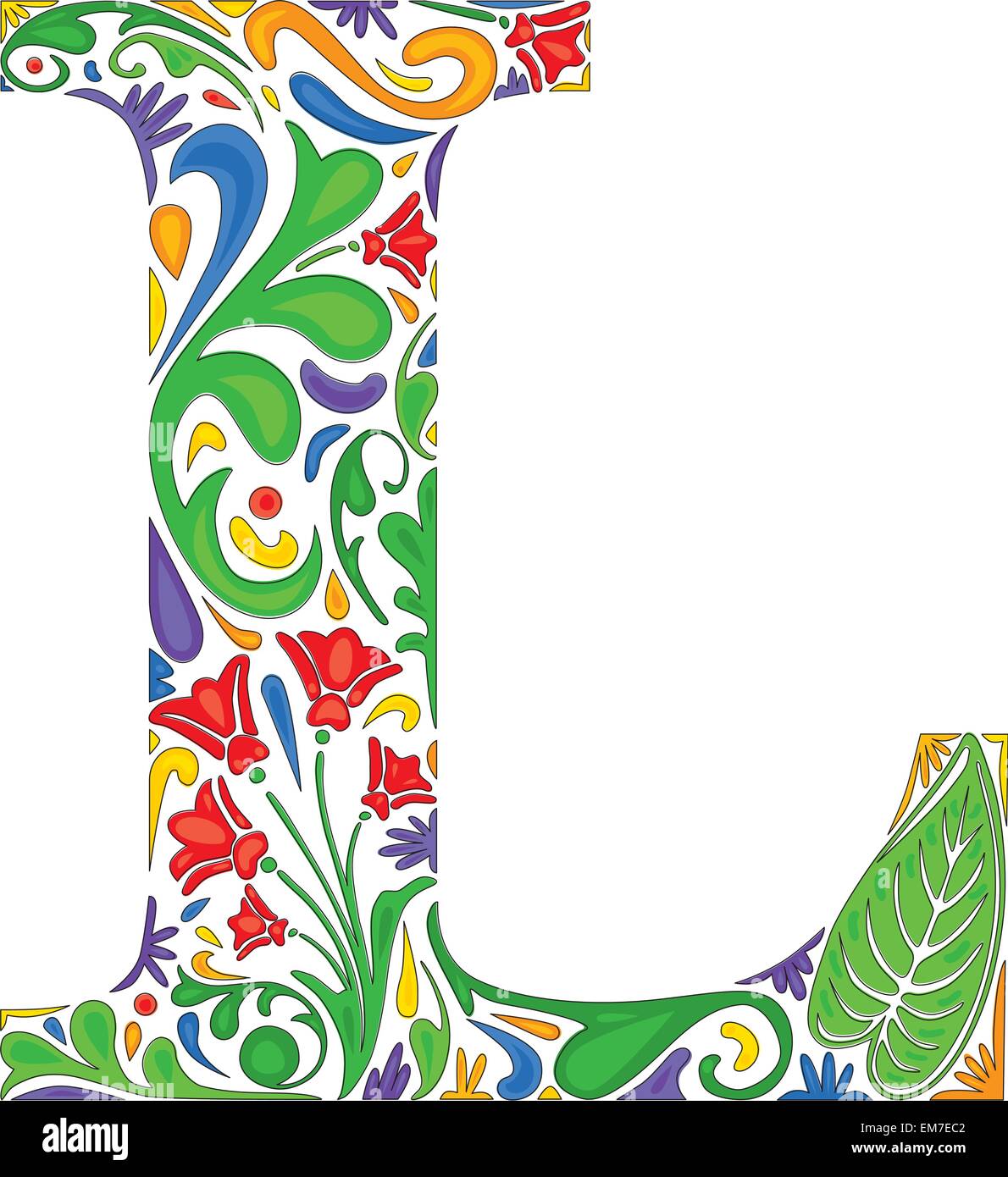 Floral font letter l hi-res stock photography and images - Alamy