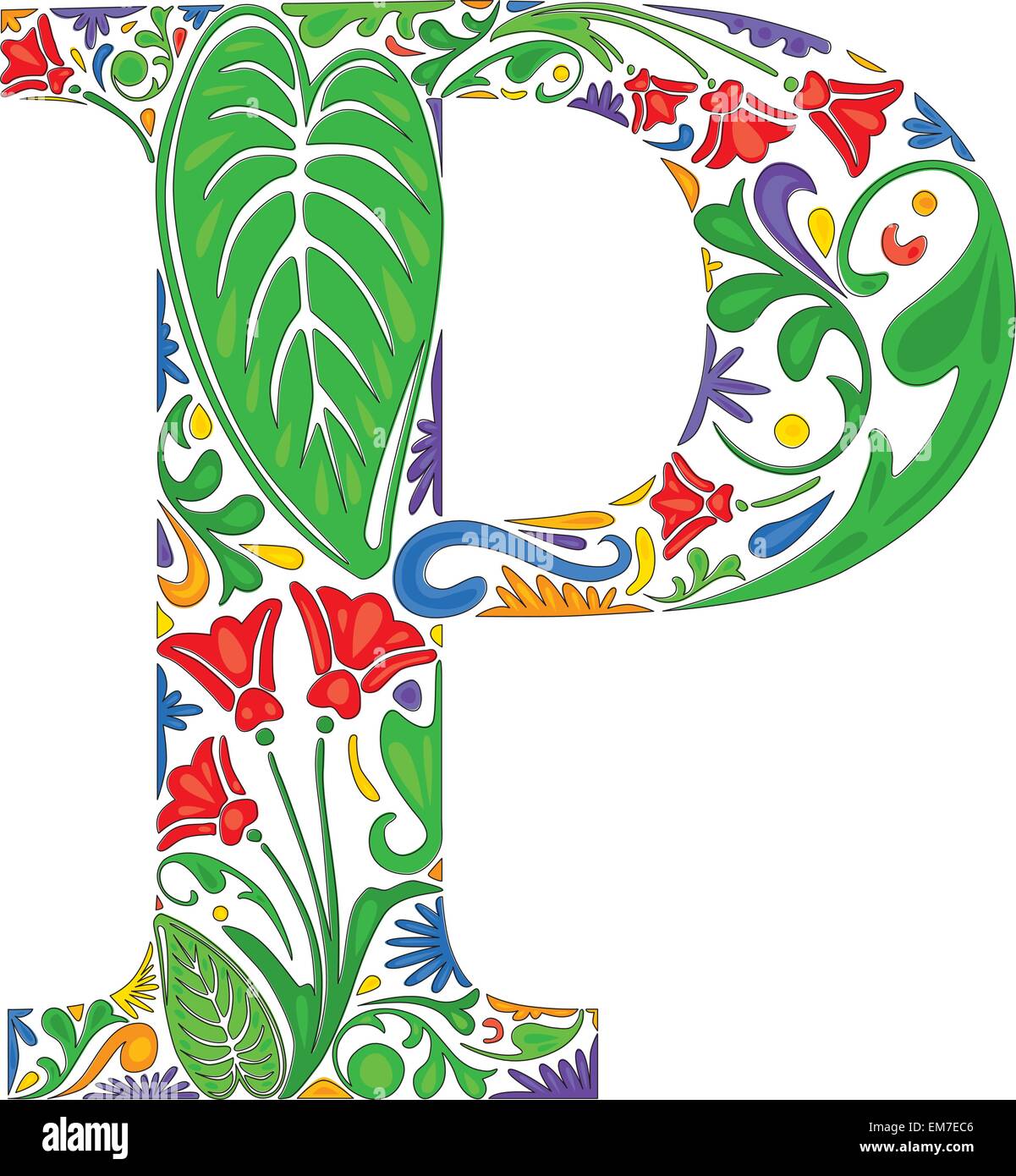 Floral Font Letter P Stock Vector Images - Alamy