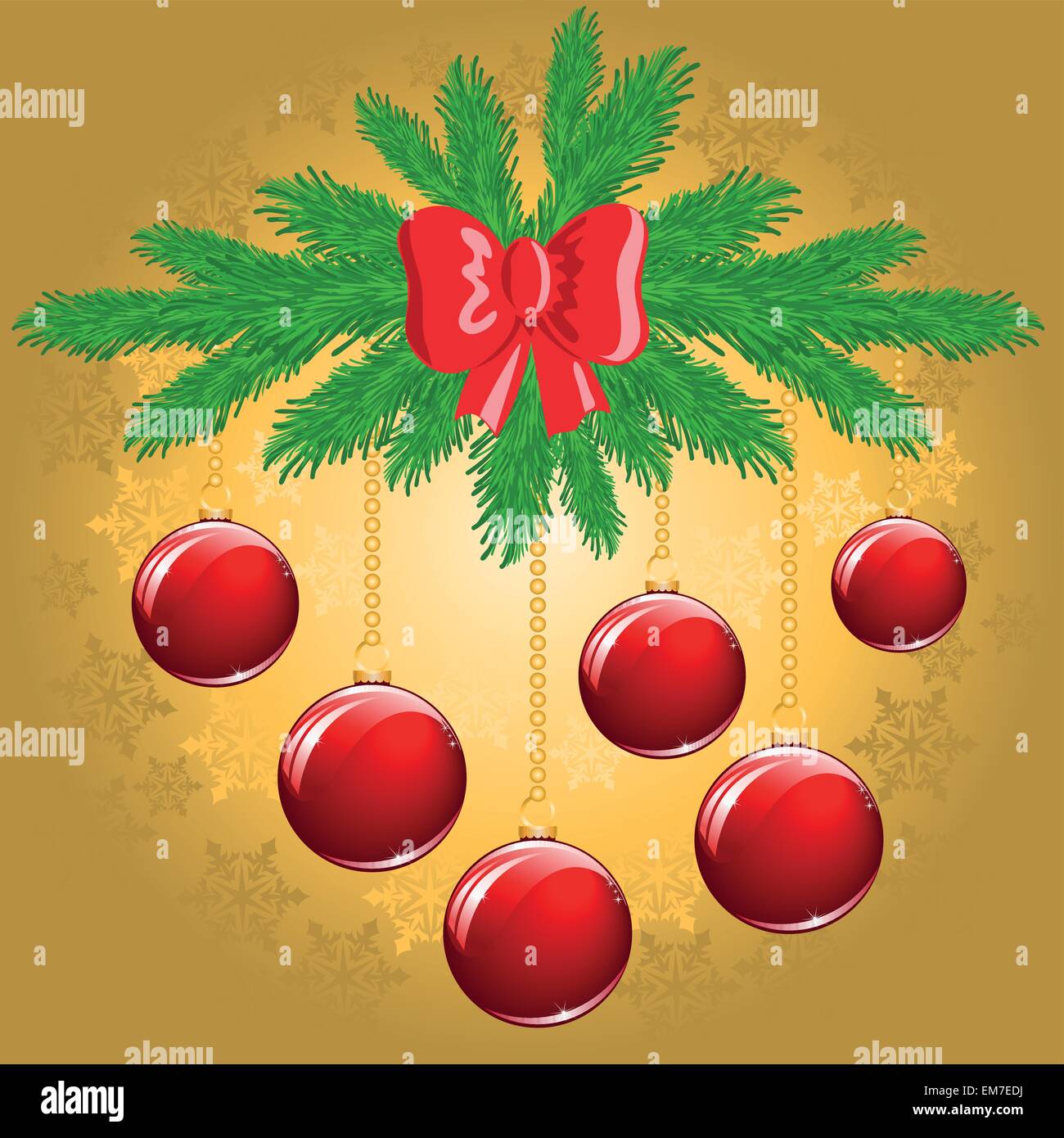Pine branches red bow Stock Vector Images - Alamy