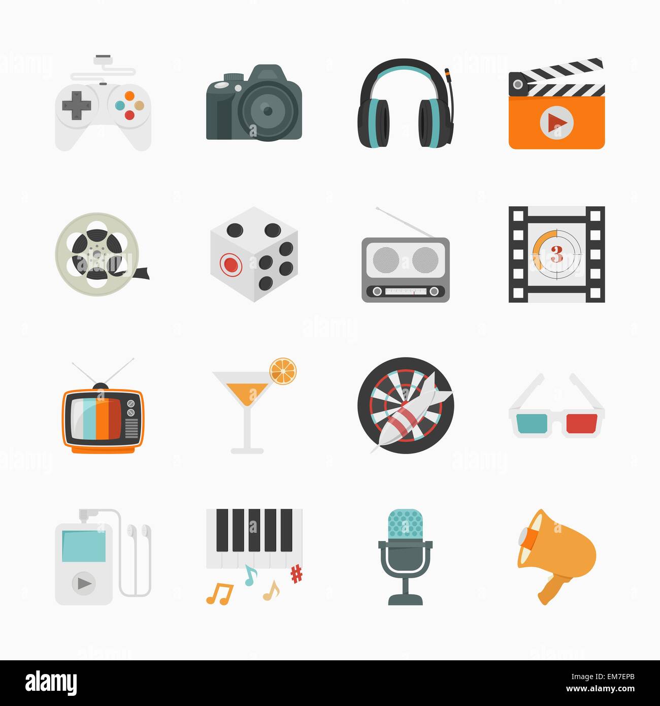 Entertainment Icons with White Background Stock Vector Image & Art - Alamy