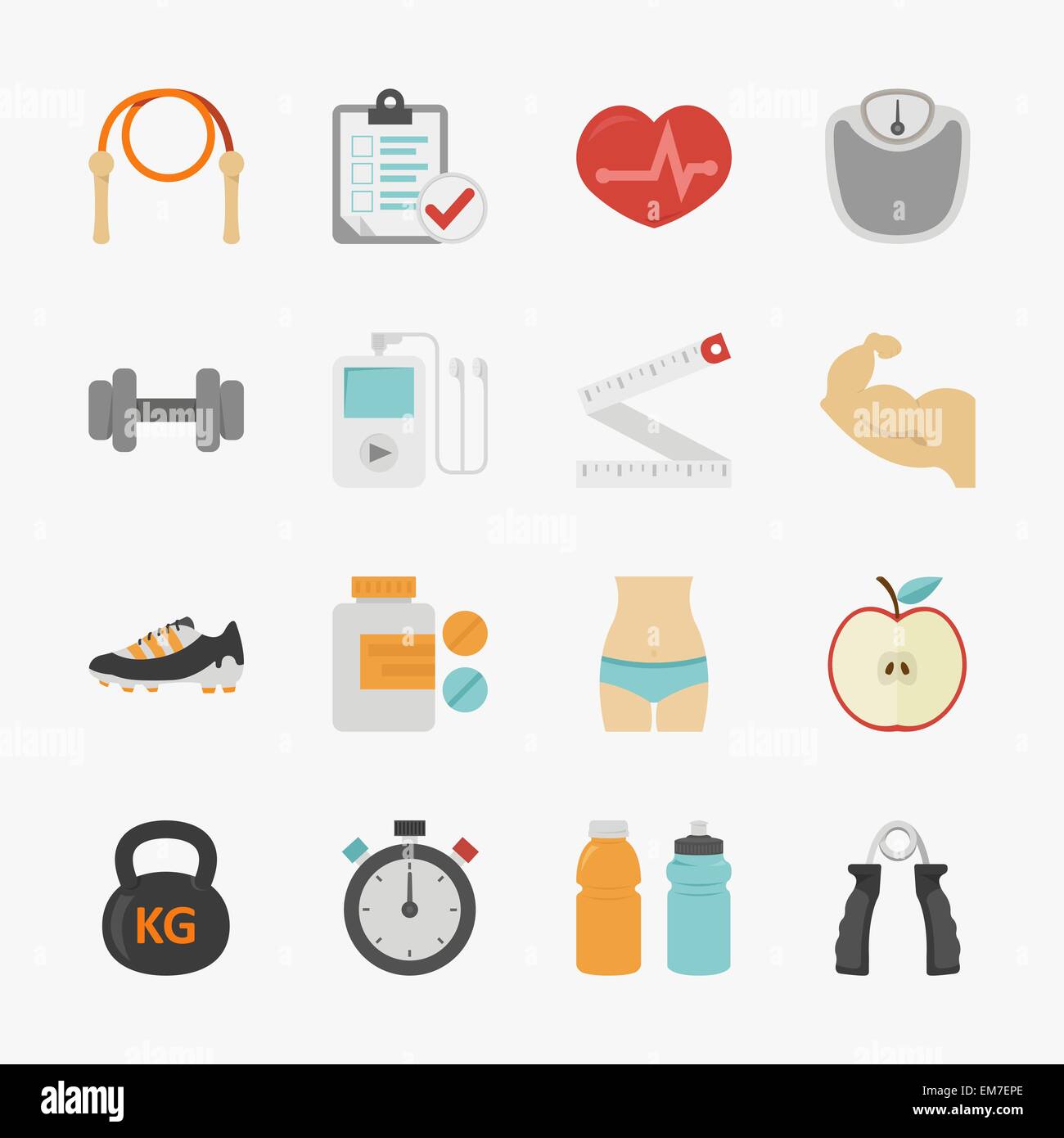 Fitness and health icons with white background Stock Vector Image & Art ...